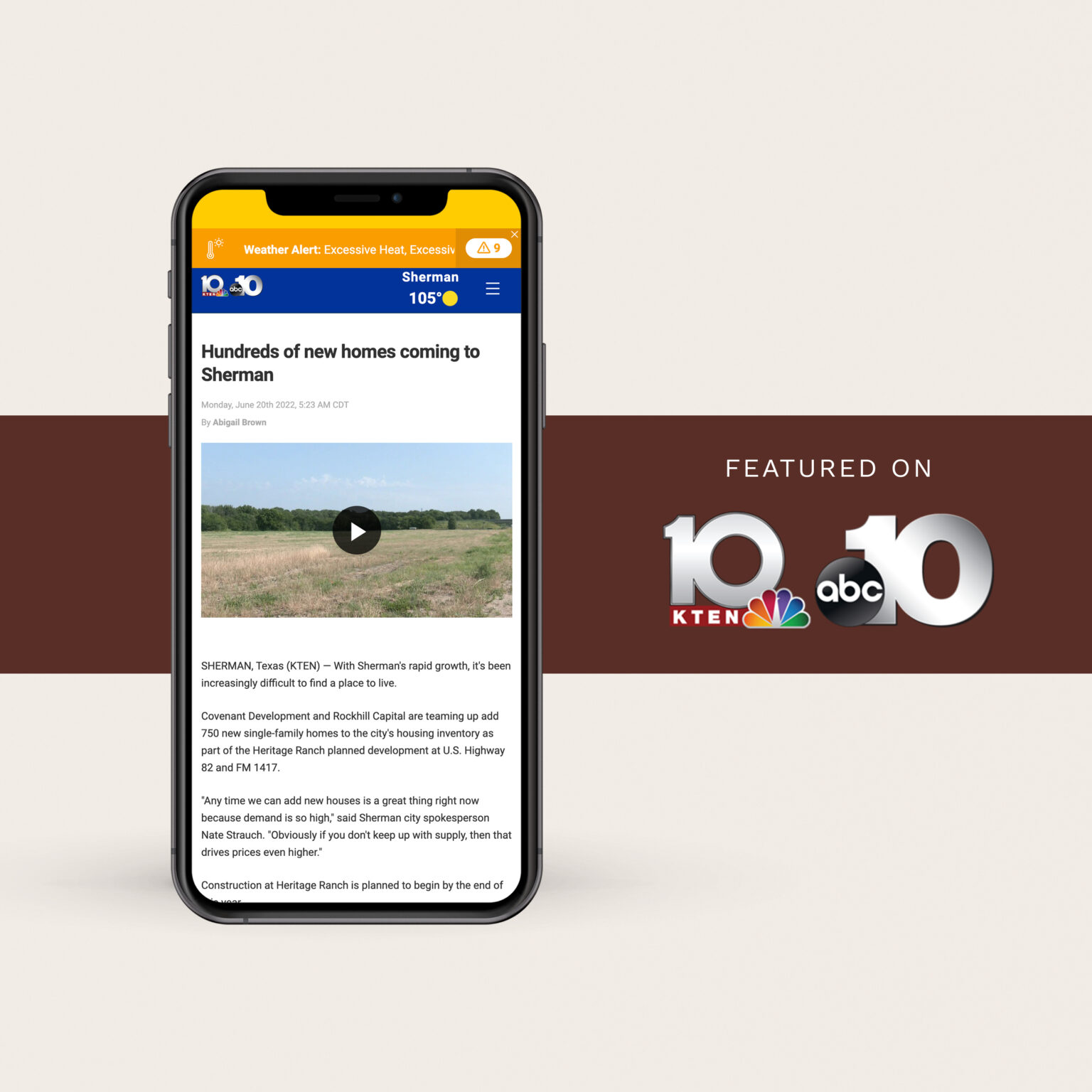 KTEN TV: Hundreds of new homes coming to Sherman - Heritage Ranch